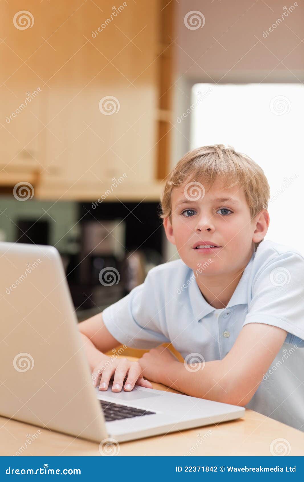 Portrait of a Boy Using a Notebook Stock Photo - Image of pupil ...