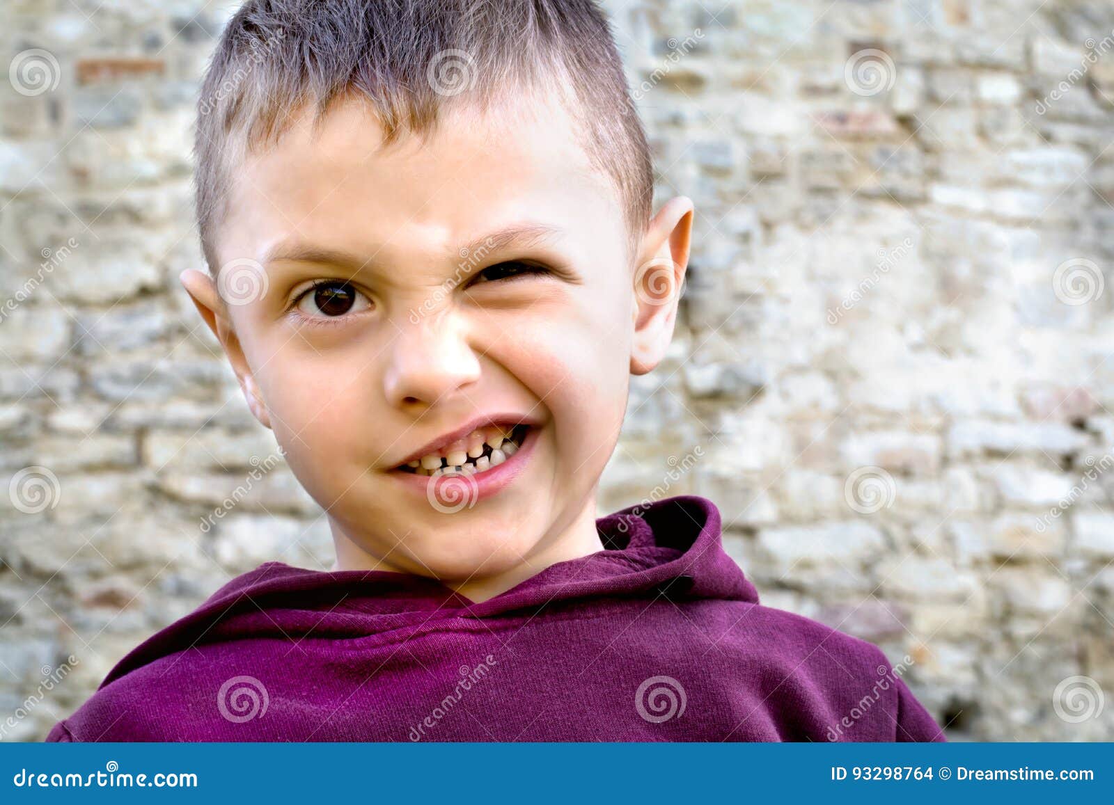 Portrait of a Boy Who is Crooked Stock Photo - Image of child, clenched ...
