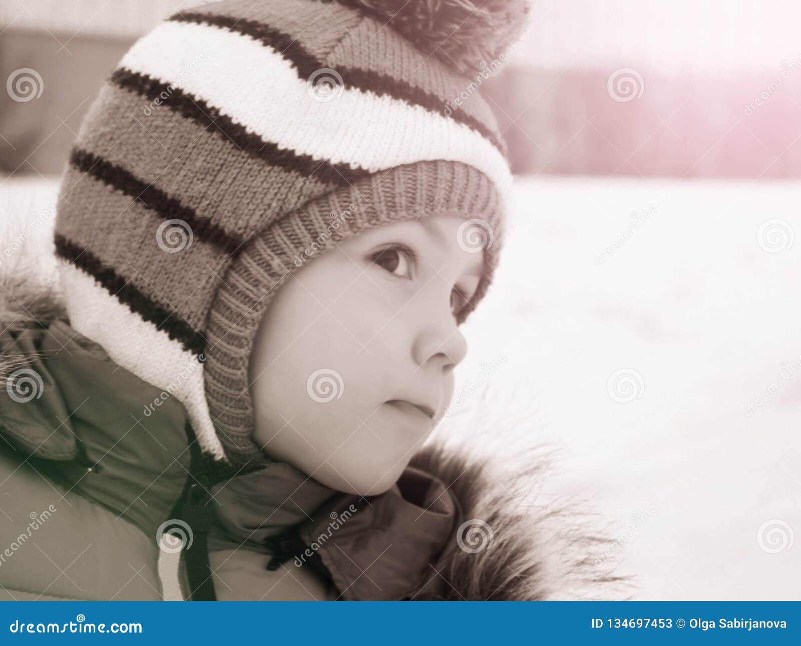 Portrait of a Boy in Winter Stock Image - Image of outside, child ...
