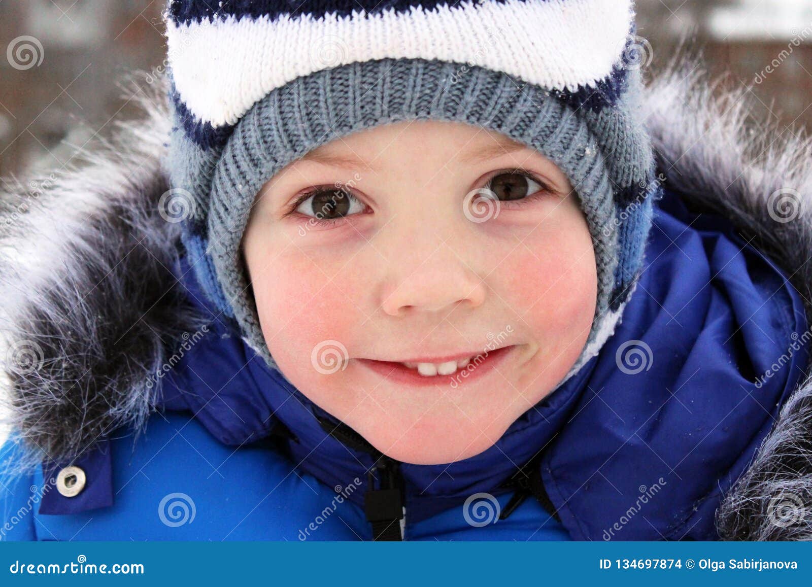 Portrait of a Boy in Winter Stock Photo - Image of portrait, scarf ...