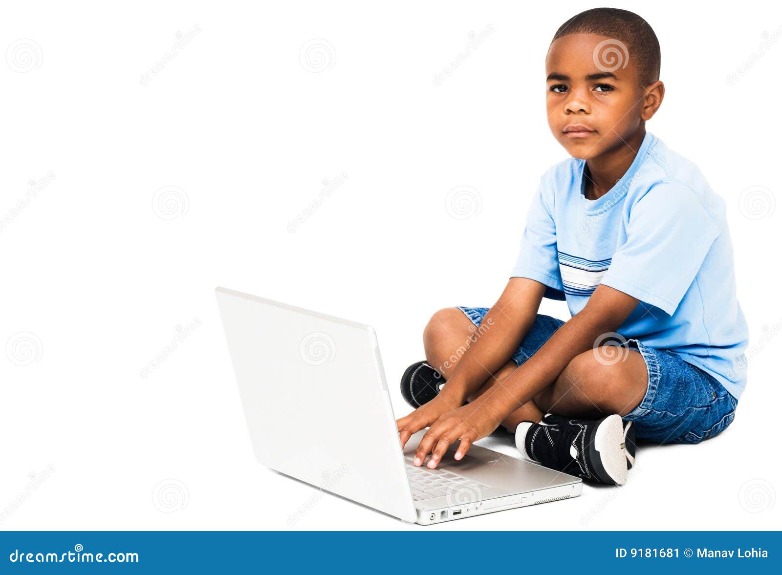 Portrait of Boy Working on Laptop Stock Image - Image of internet ...