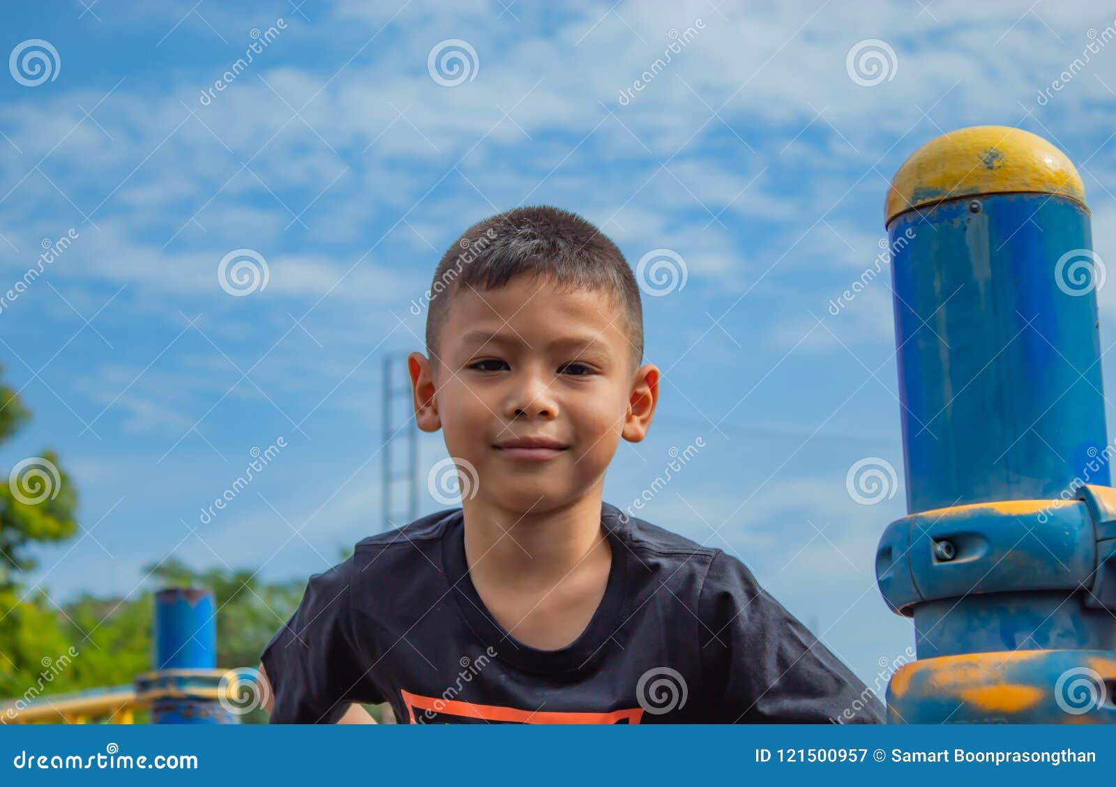 Portrait Of Two Boys With A Blurred Background Stock Photo ...