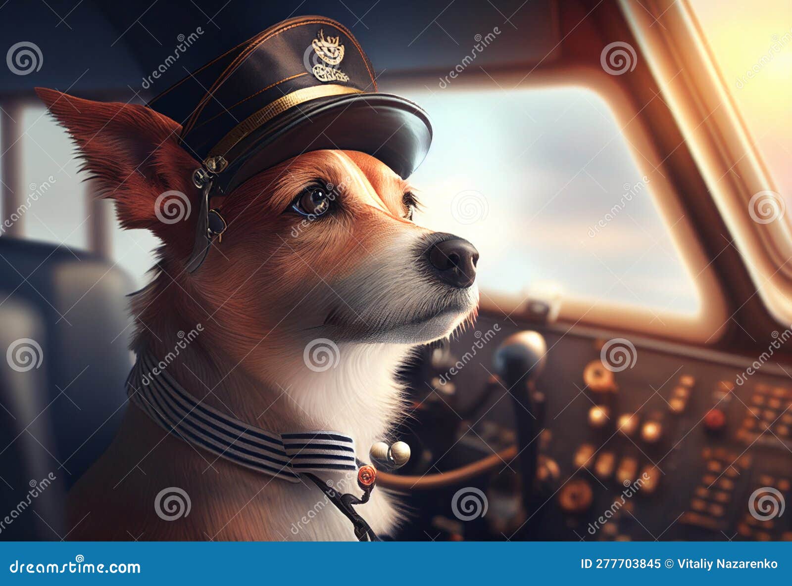 Portrait of a Brave Dog Captain of the Ship. AI Genarated Stock Image ...