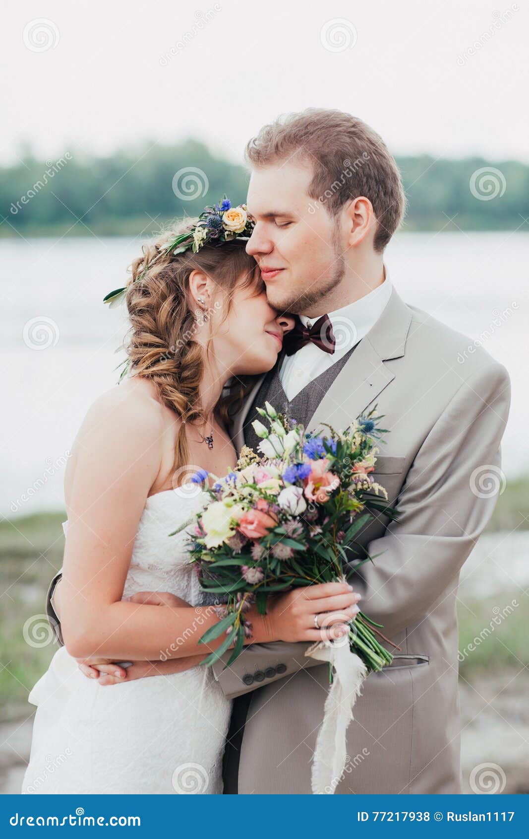 Portrait of a Bride and Groom Close-up Stock Photo - Image of dress ...