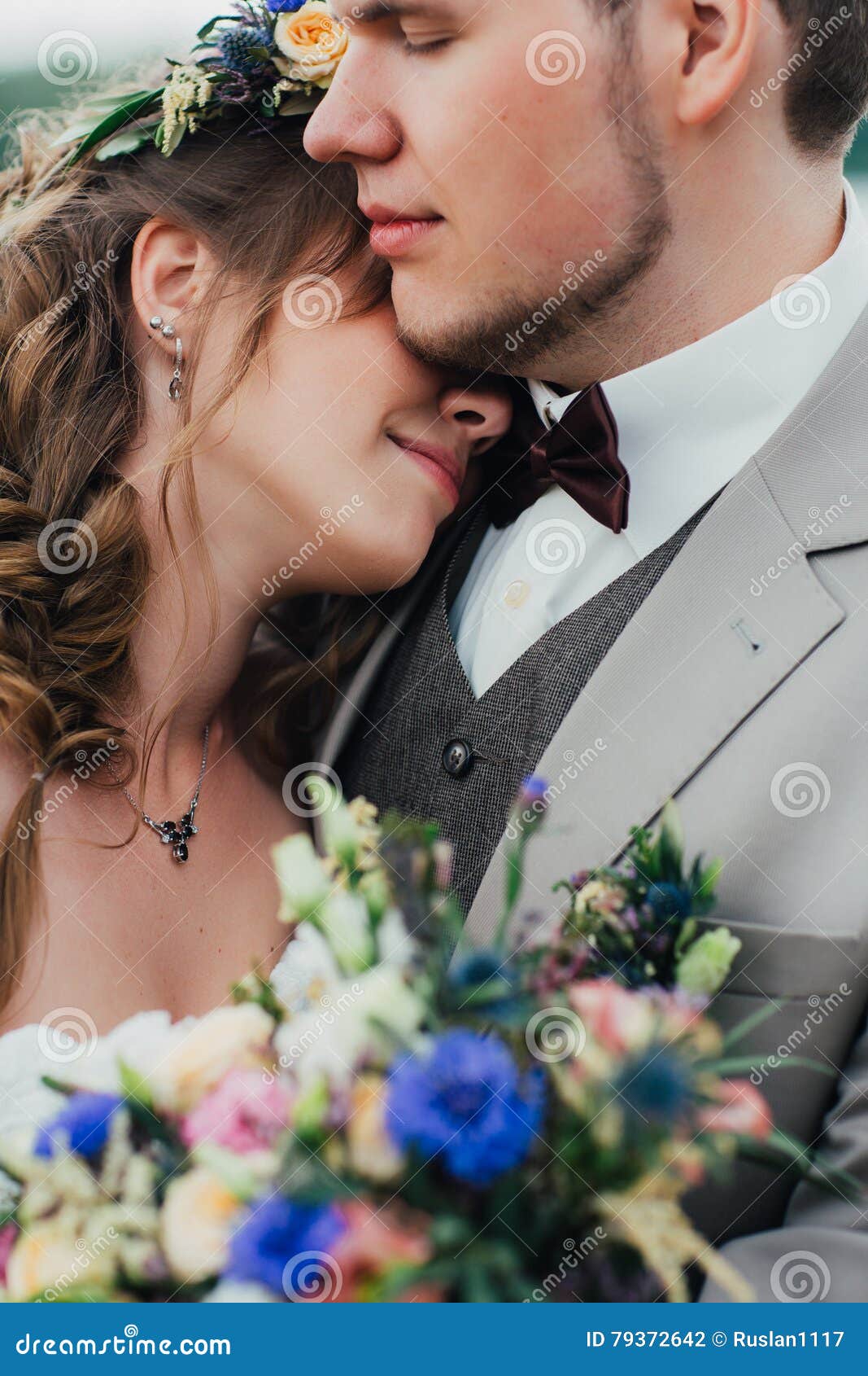 Portrait of a Bride and Groom Close-up Stock Photo - Image of adult ...