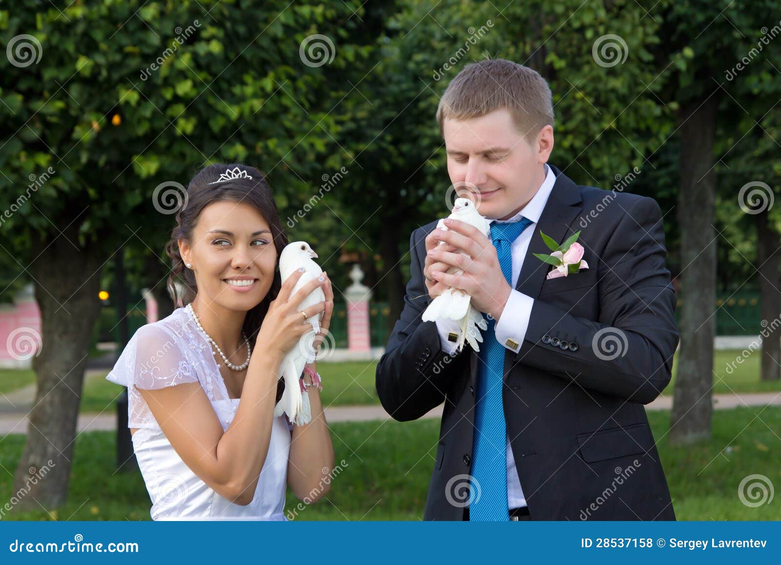 Portrait of Bride and Groom in the Hands of the Do Stock Photo - Image ...