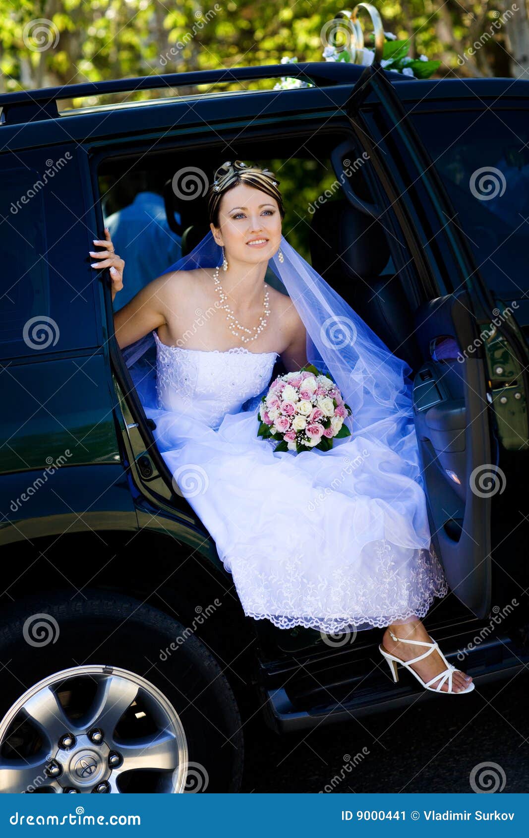 Portrait of the Bride in the Wedding Car Stock Image - Image of girl ...