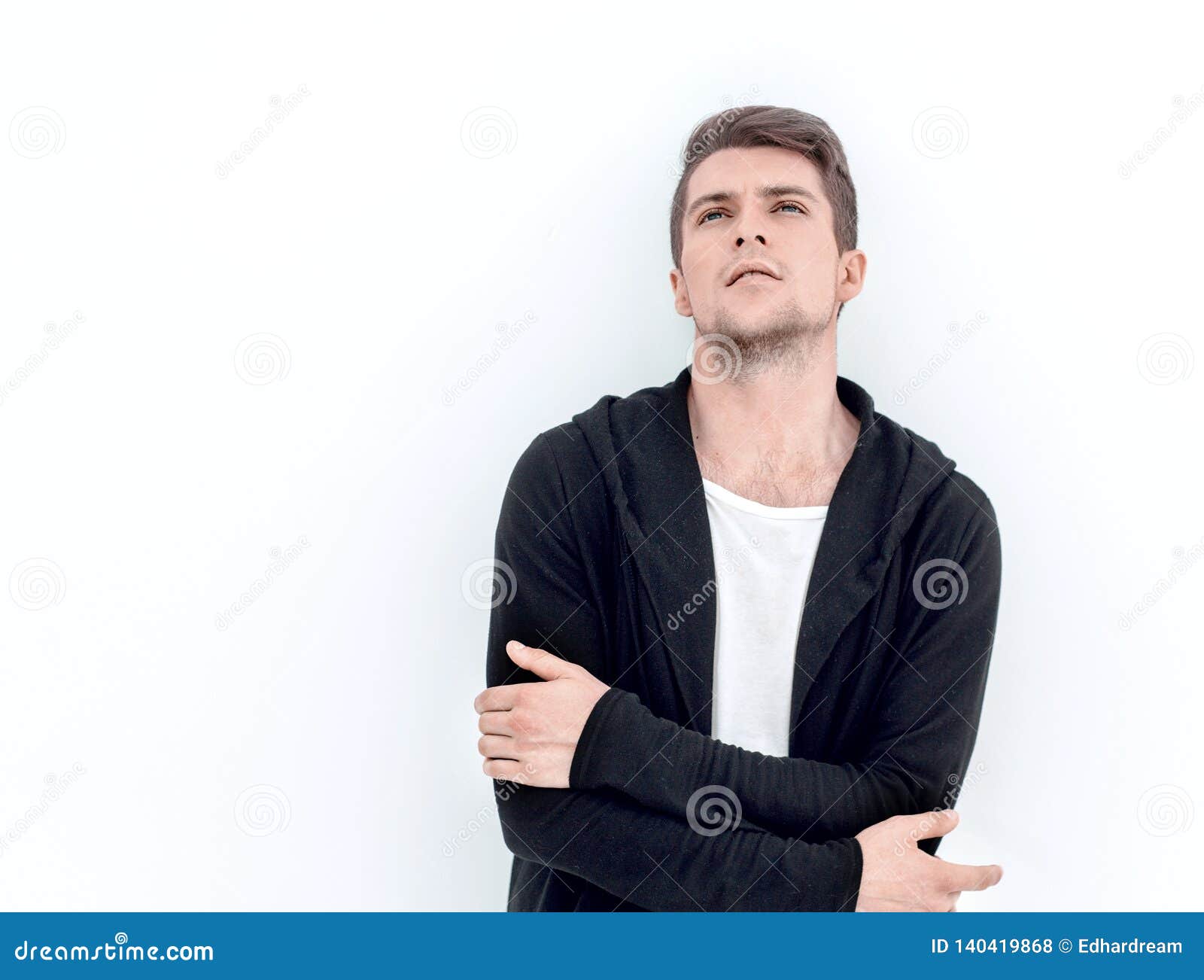 Portrait of a Brooding Guy in a Hoodie Stock Photo - Image of isolated ...