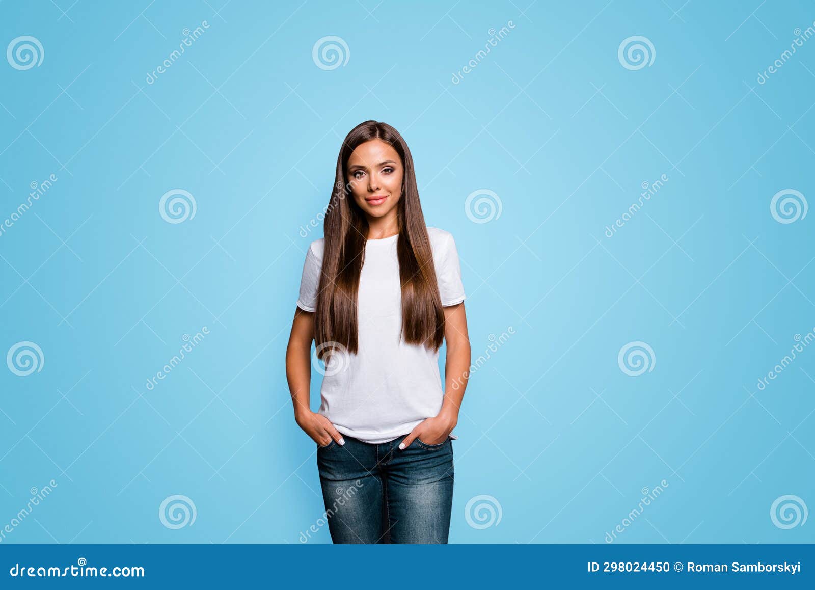 Portrait Of Brown Haired Gorgeous Attractive Nice Smiling Confident