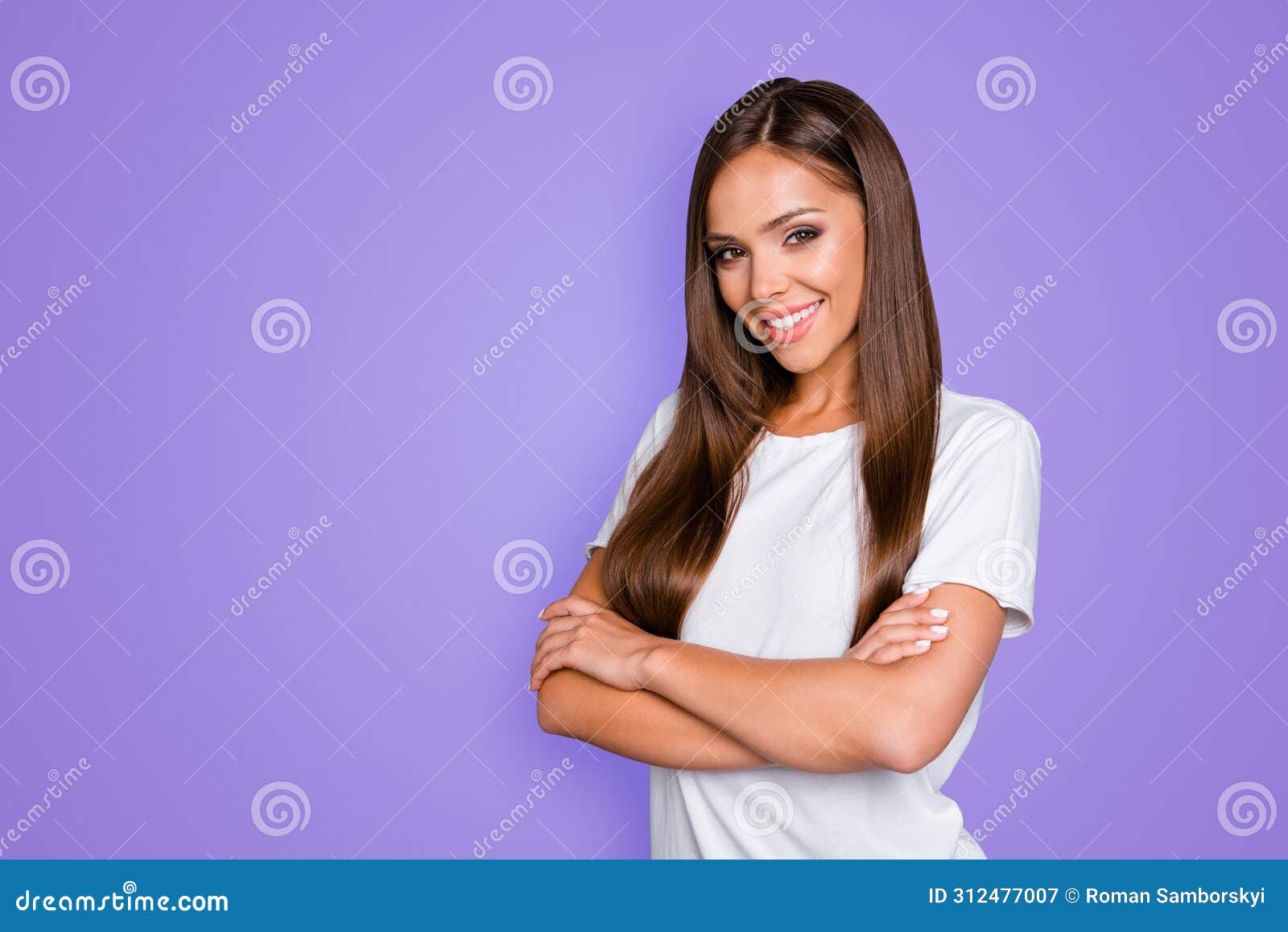Portrait Of Brown Haired Gorgeous Attractive Nice Smiling Young Lady