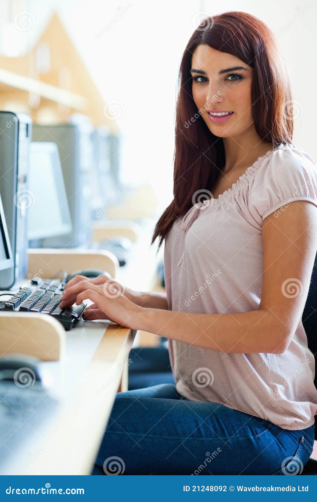 Portrait of a Brunette Student Stock Photo - Image of person, college ...