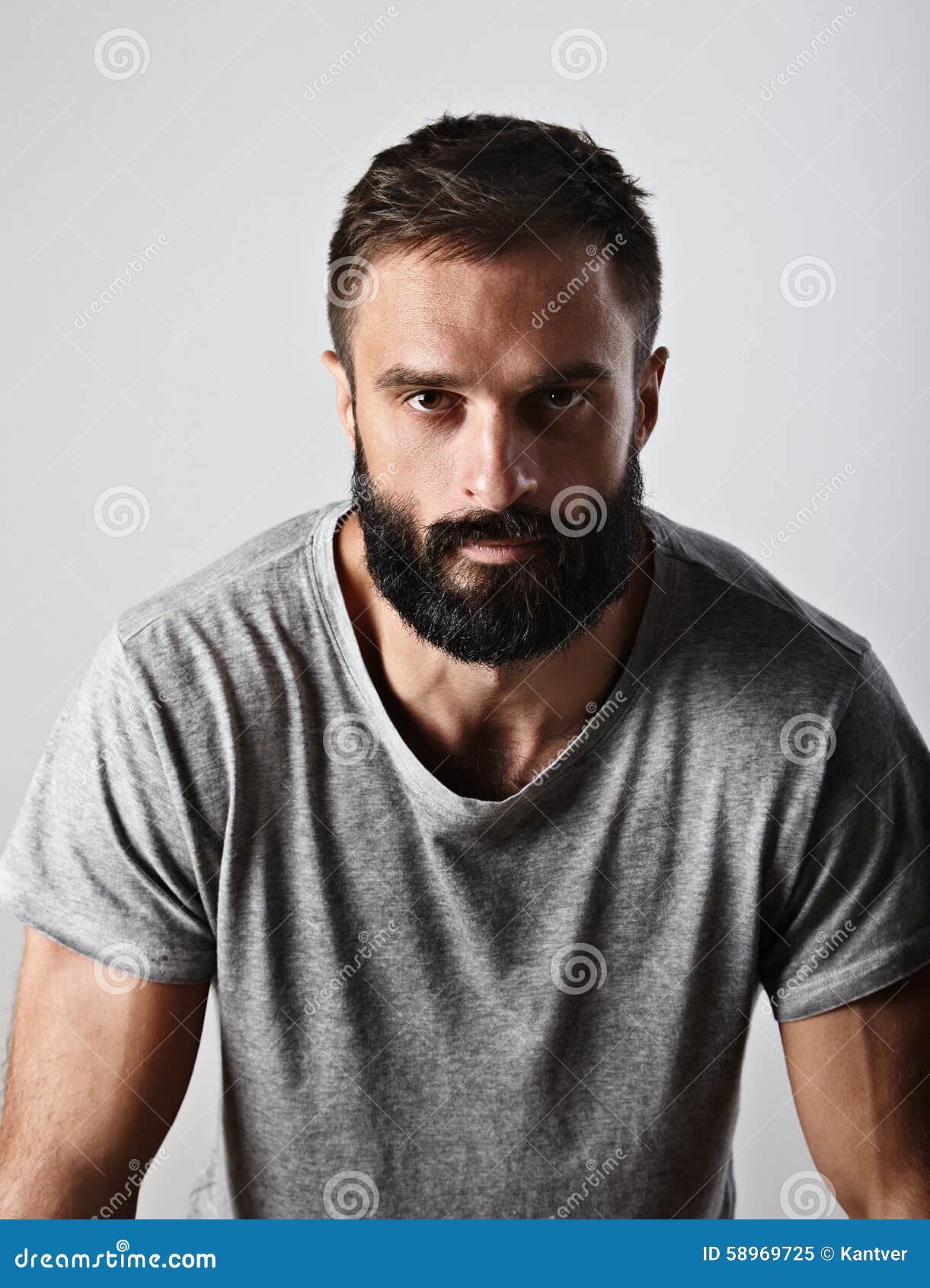 Portrait of a Brutal Bearded Man Stock Image - Image of model ...