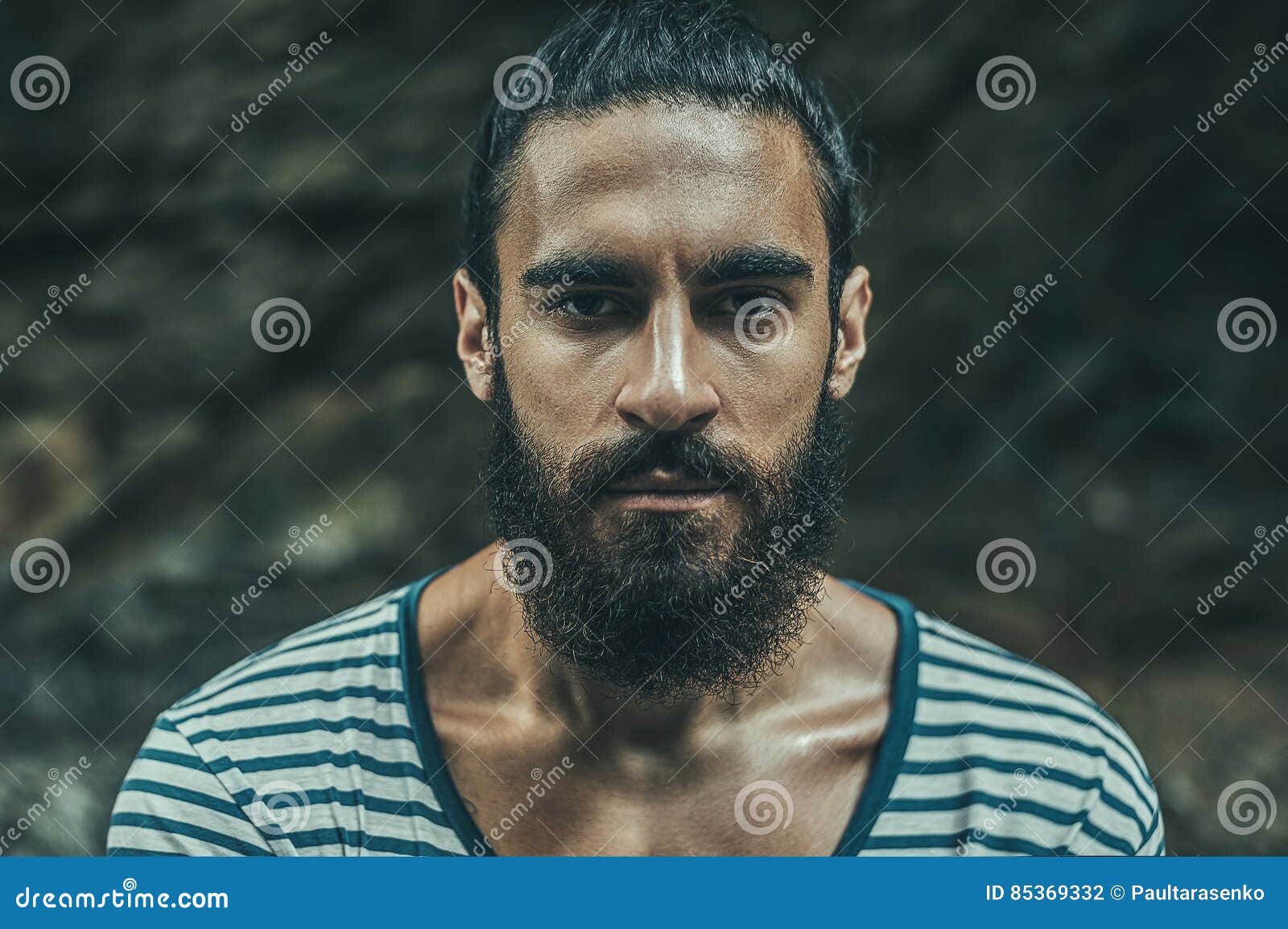 Brutal Bearded Man In Leather Jacket. Silhouette Of Handsome Man. Mens ...