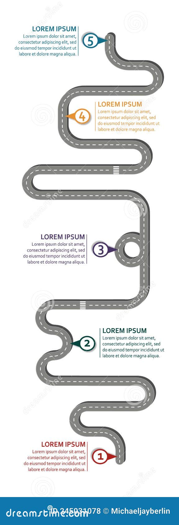 Business Workflow Roadmap In Ultra High Format On White With 5 Check ...