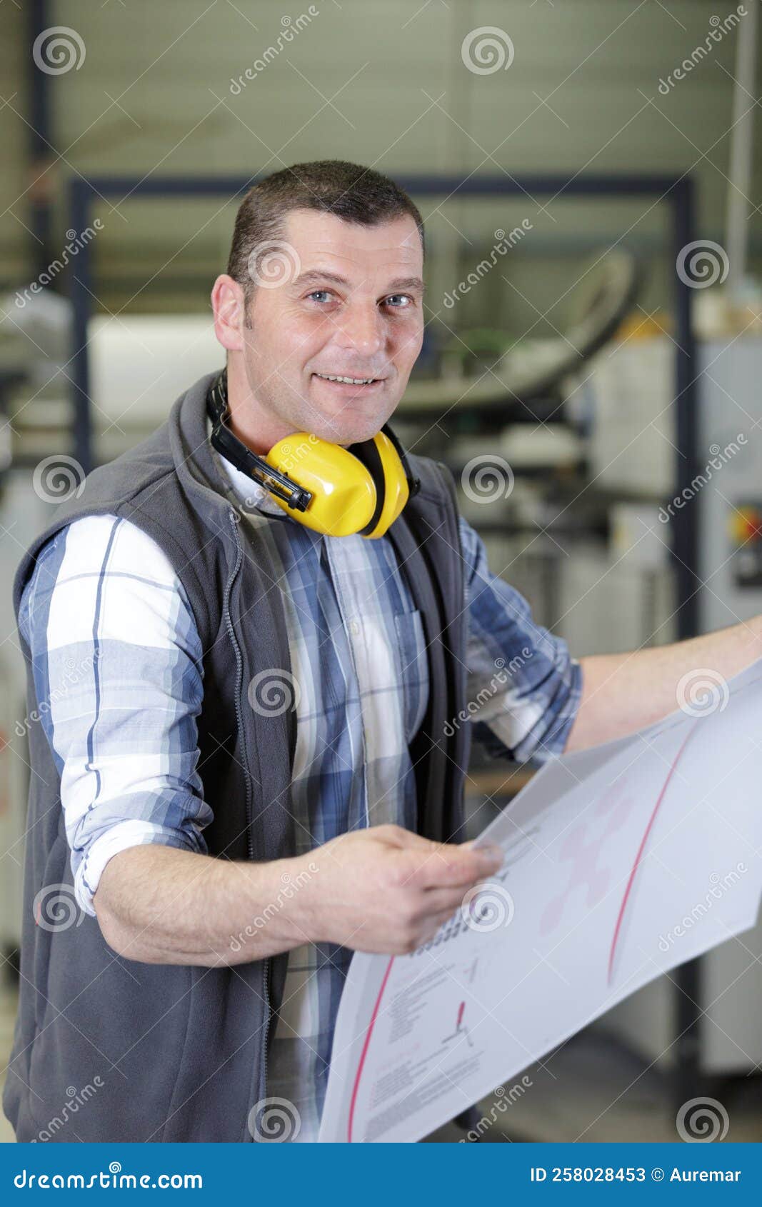Portrait Builder Architect Looking at Plans Stock Image - Image of male ...