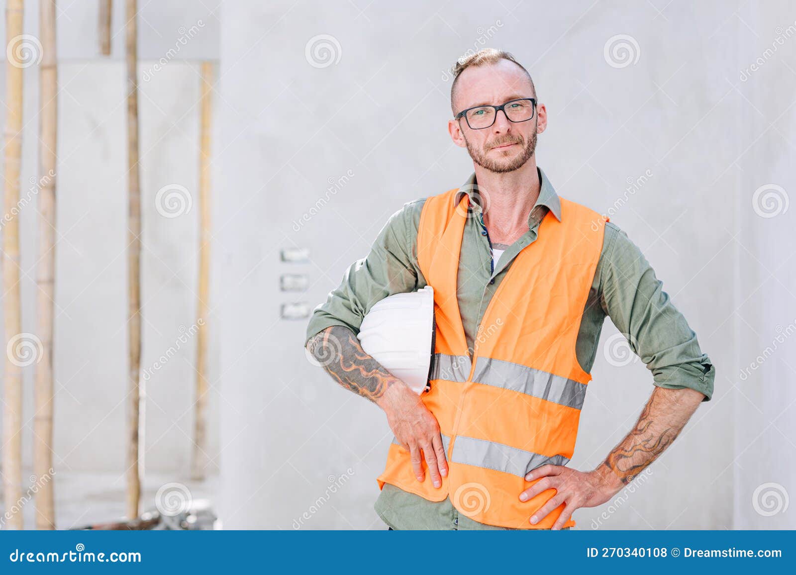 Portrait Builder Professional Engineer Architect Foreman Hipster Worker ...