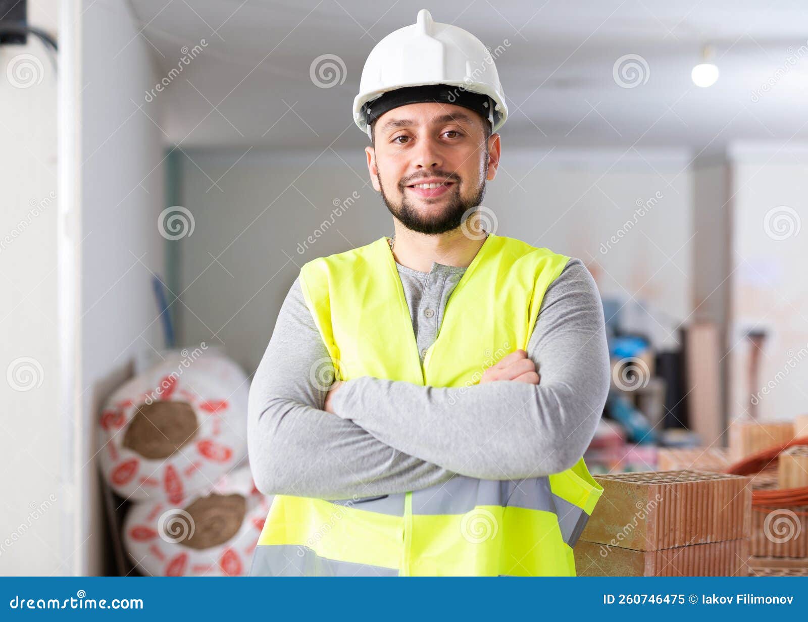 Portrait of a Builder Standing on a Construction Site Stock Image ...