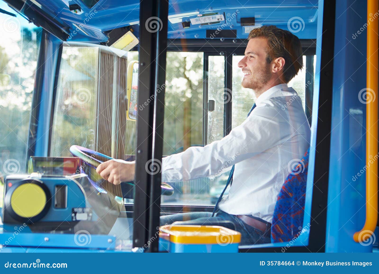 Portrait Of Bus Driver Behind Wheel Stock Images - Image: 35784664