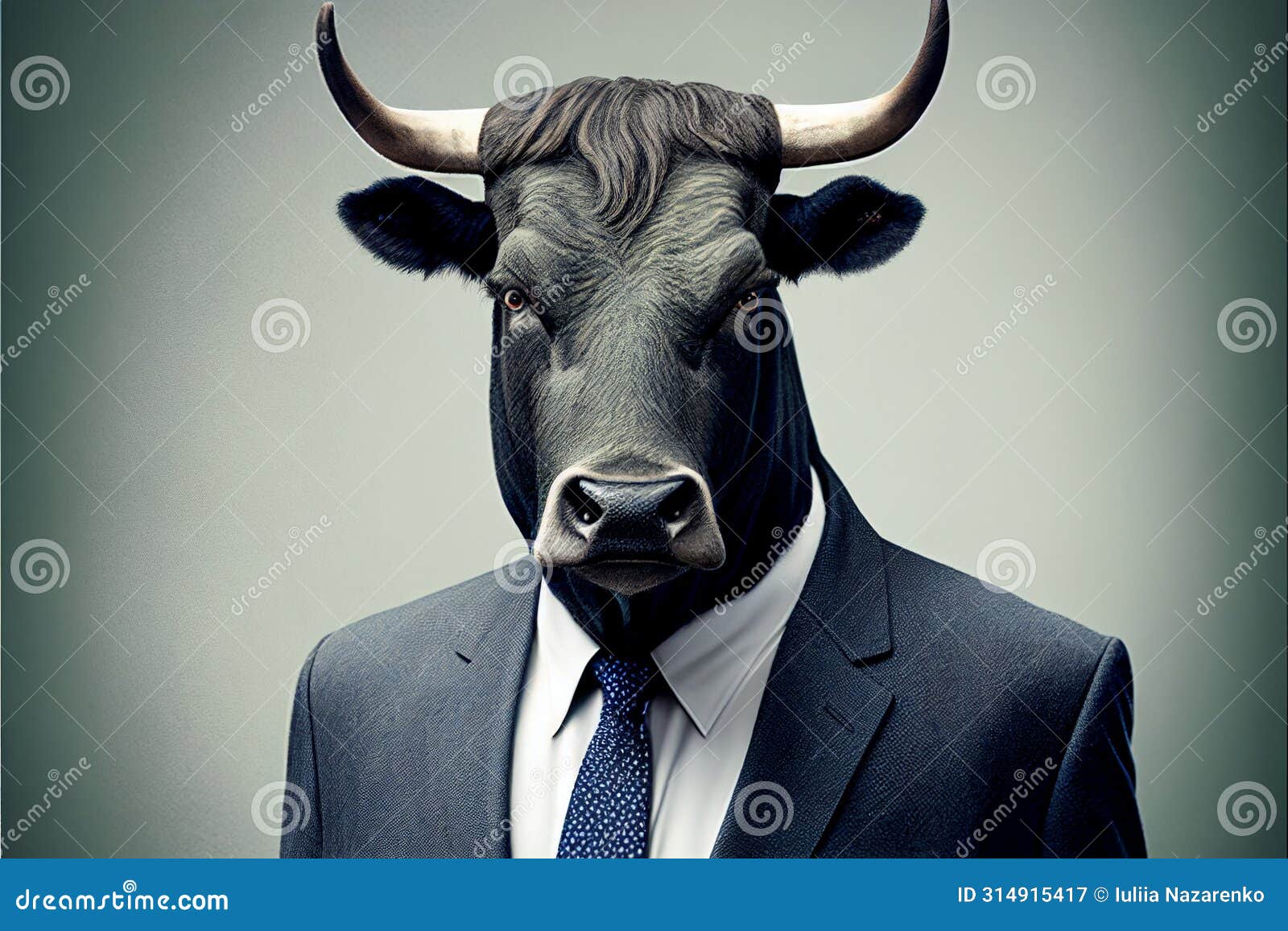 Portrait of a Business Bull. AI Generated. Stock Image - Image of bull ...