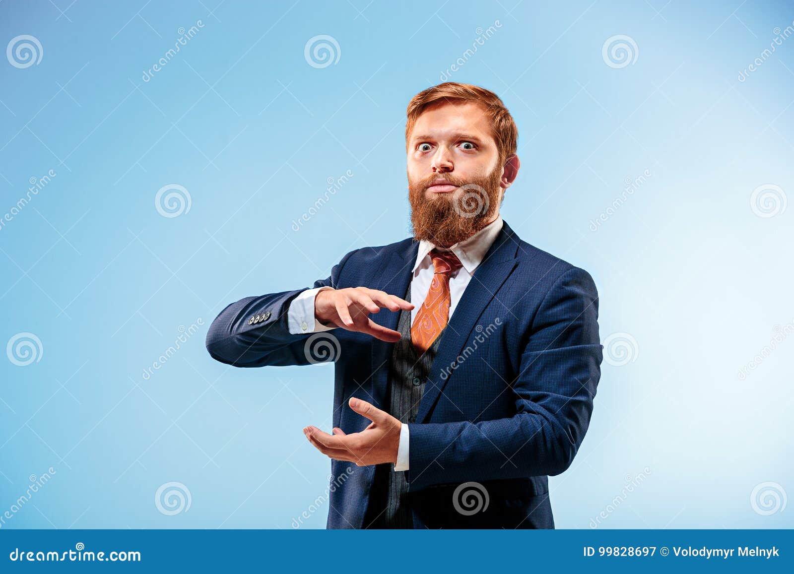 Portrait of a Business Man Isolated on Blue Background. Stock Image ...