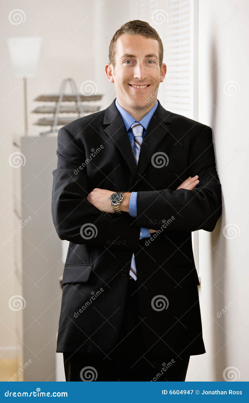 Portrait of Business Man in Office Stock Image - Image of wall, western ...