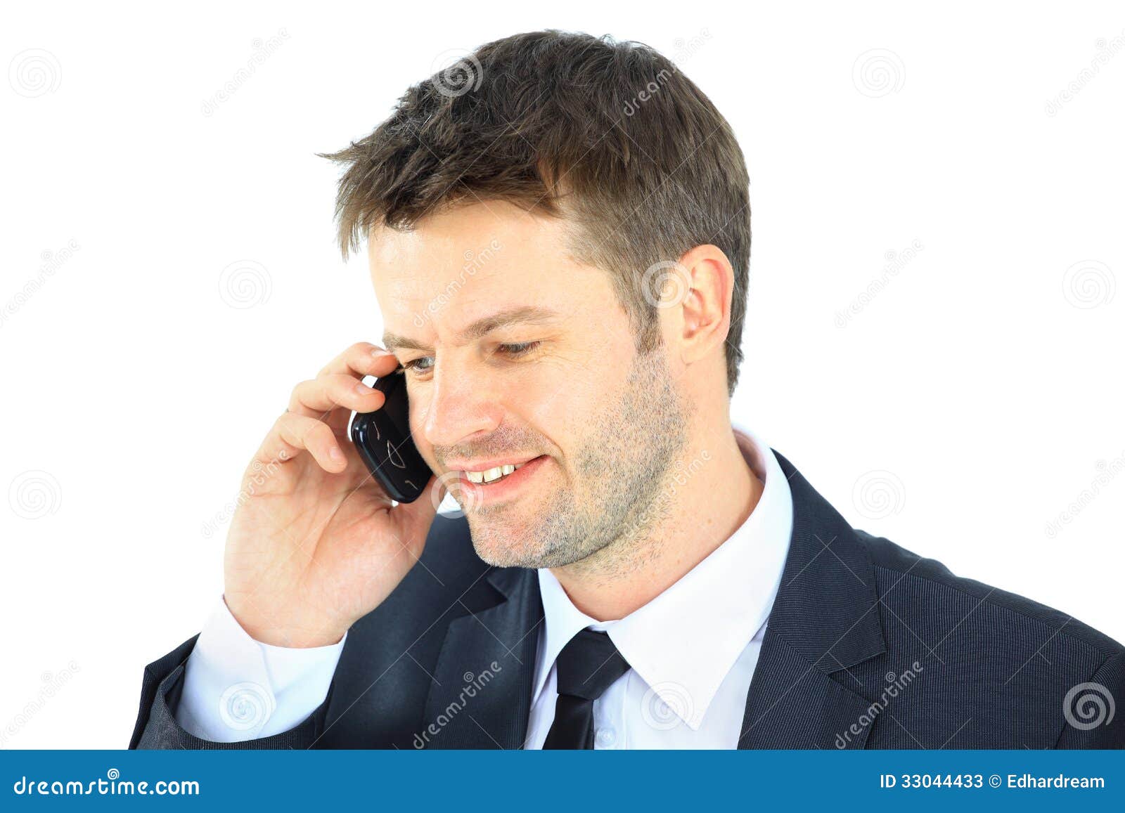 Portrait of a Business Man with Phone Isolated Stock Image - Image of ...