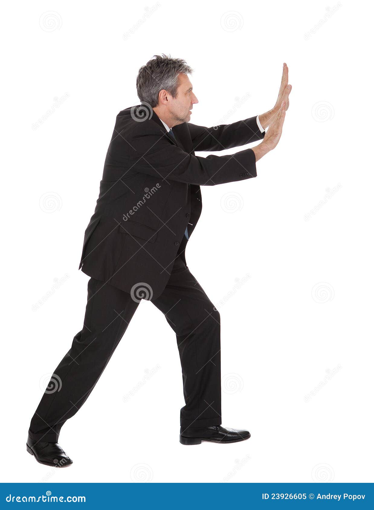 Portrait of Business Man Pushing Copy-space Stock Image - Image of ...