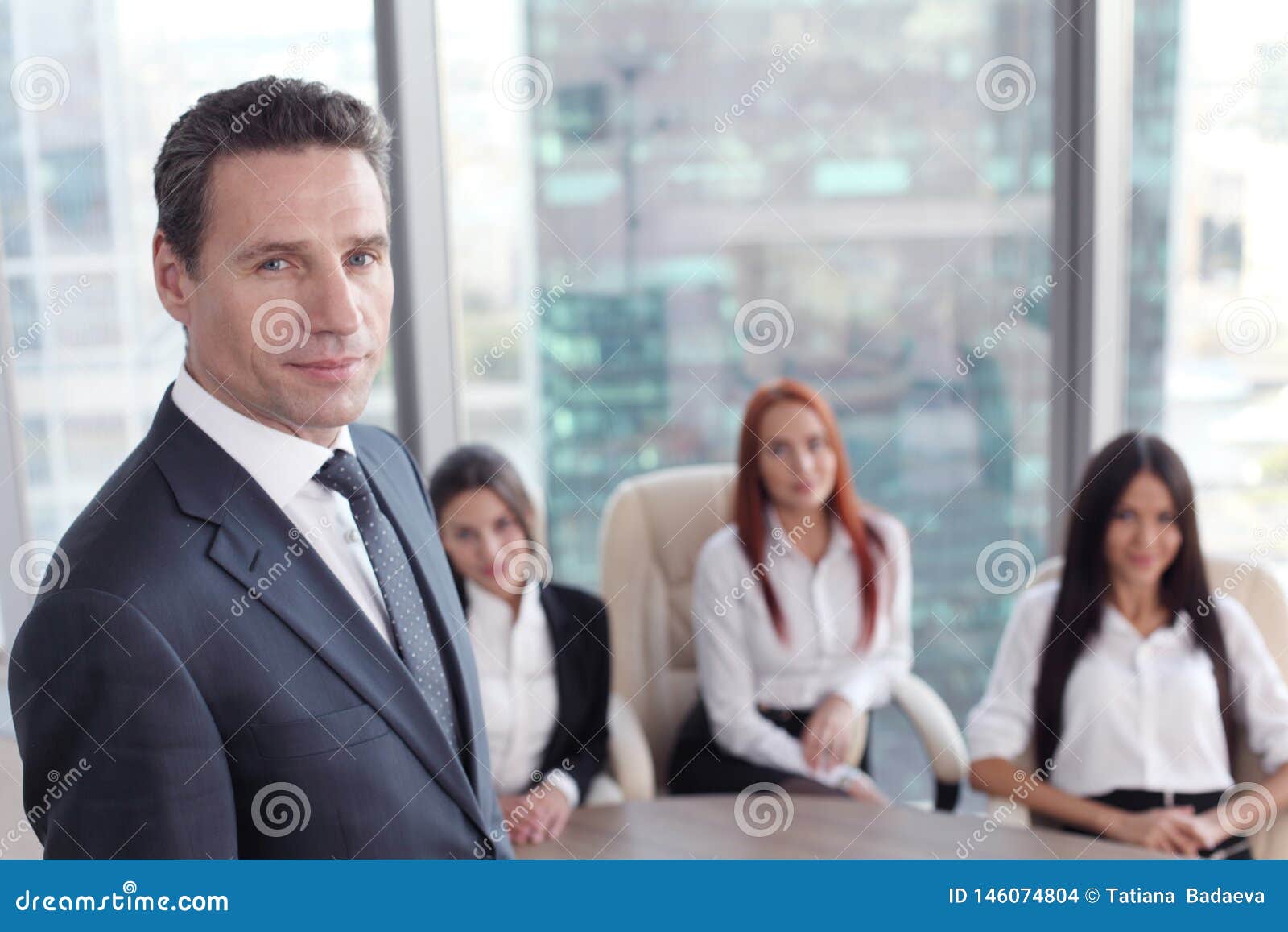 Portrait of Business Man and Team Stock Photo - Image of colleagues ...