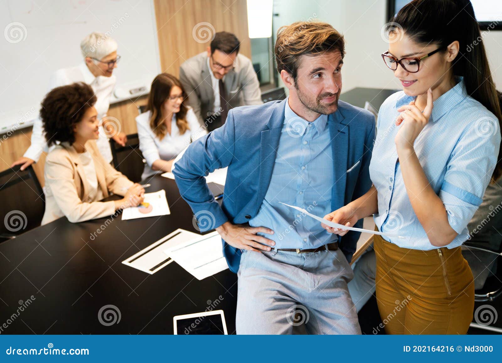 Portrait of Business People, Architects Having Discussion in Office ...