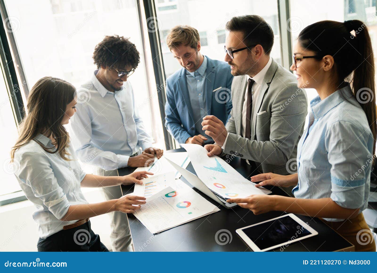 Portrait of Business People, Architects Having Discussion in Office ...