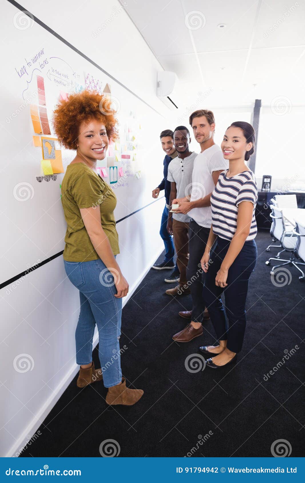 Portrait of Business People Standing by Whiteboard Stock Photo - Image ...