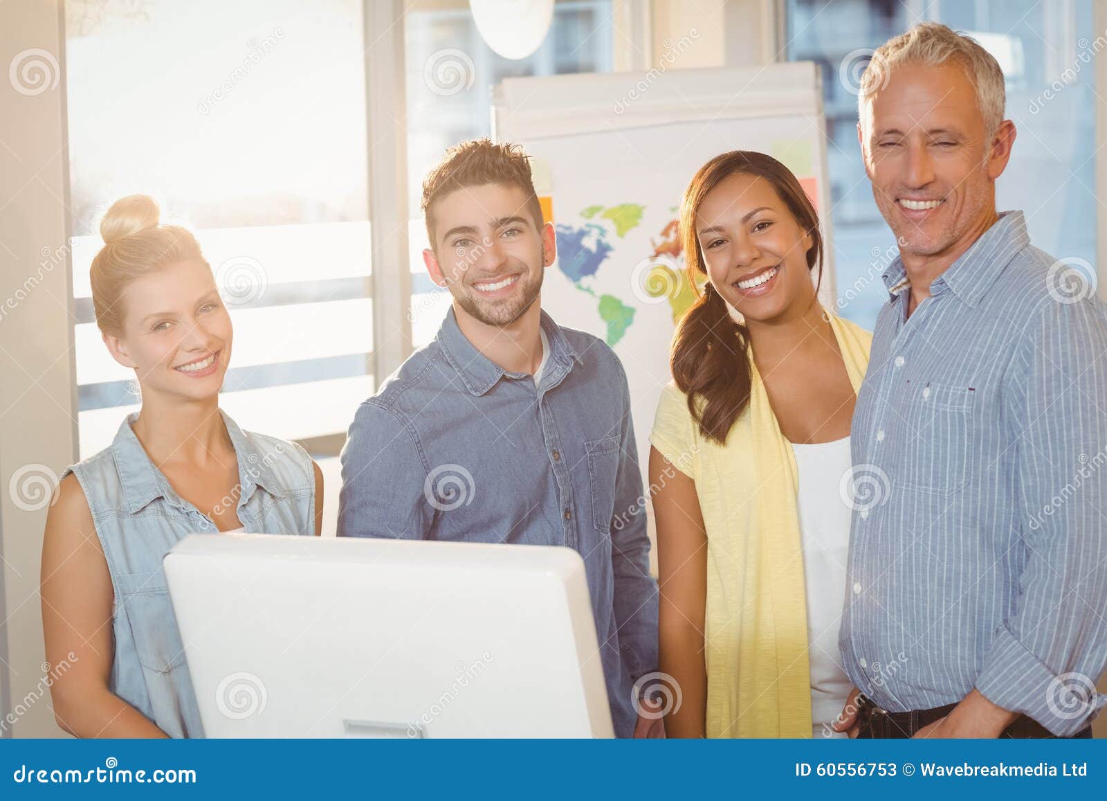 Portrait of Business People Using Computer in Meeting Room Stock Image ...