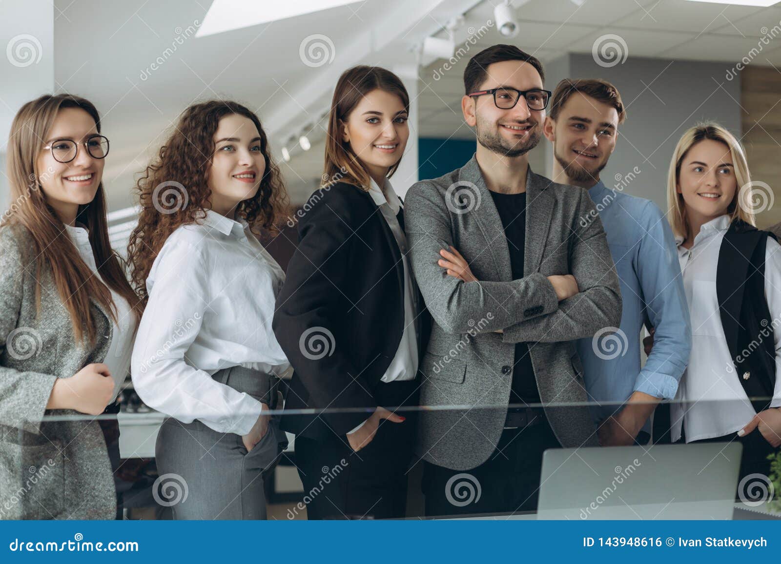 Portrait of Business Team Posing in Office Stock Photo - Image of ...