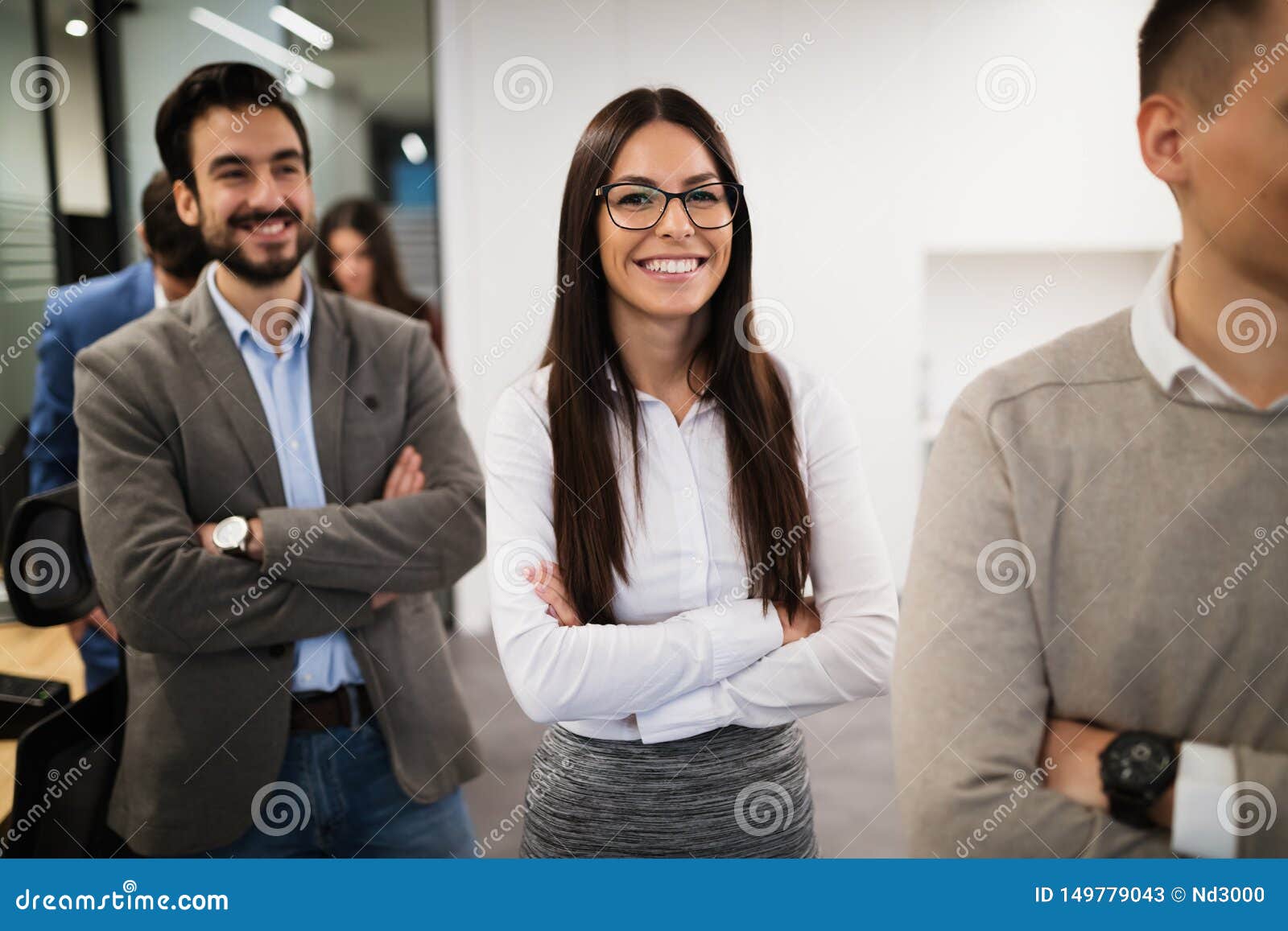 Portrait of Business Team Posing in Office Stock Image - Image of boss ...