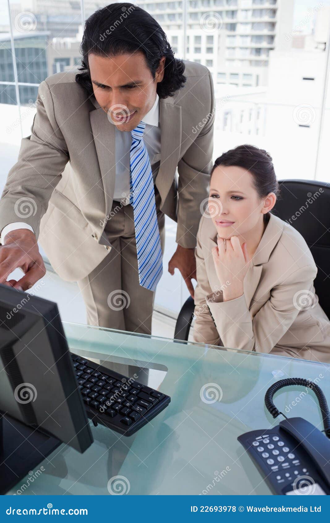 Portrait of a Business Team Using a Computer Stock Photo - Image of ...