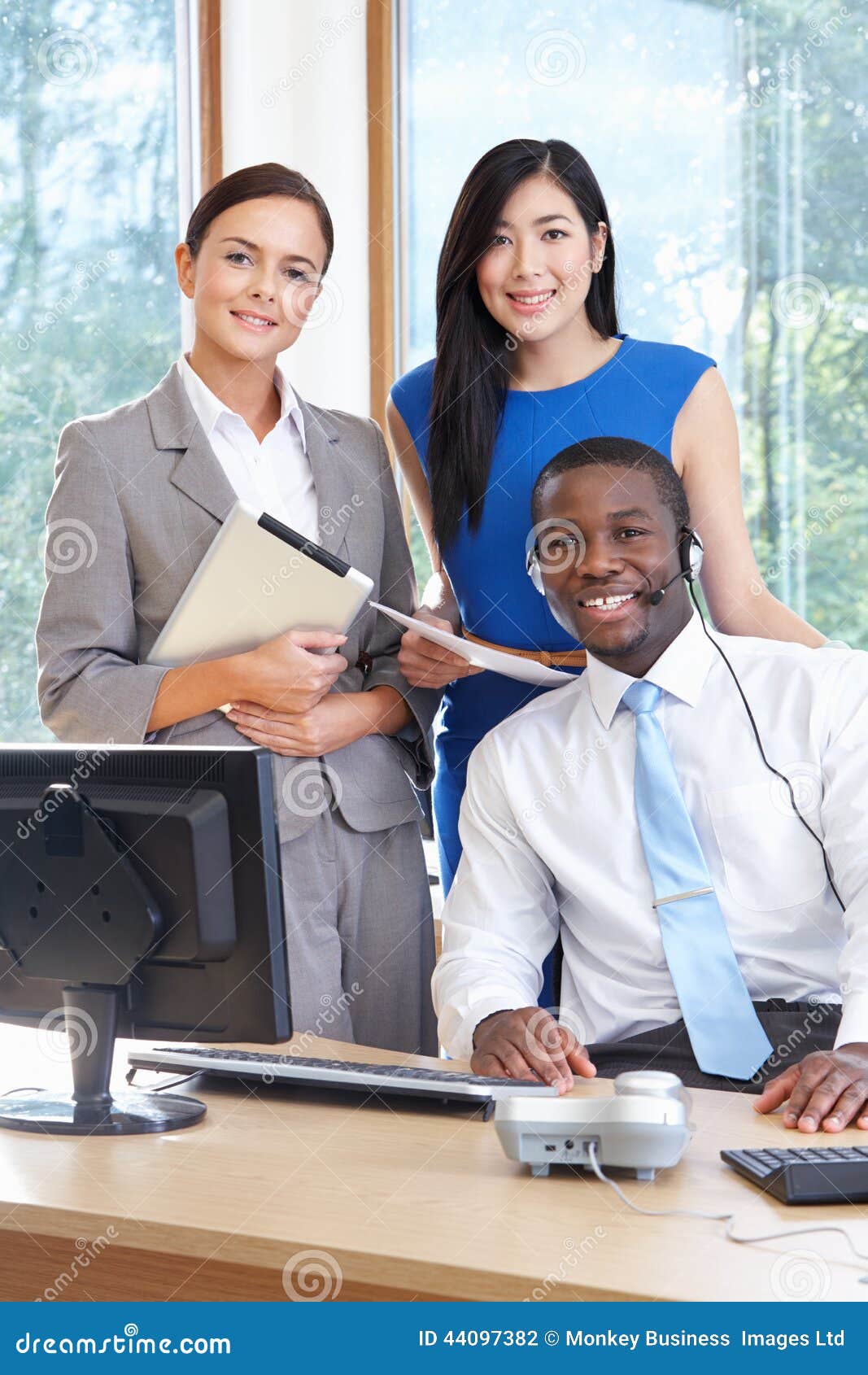 Portrait of Business Team Working in Office Stock Photo - Image of ...