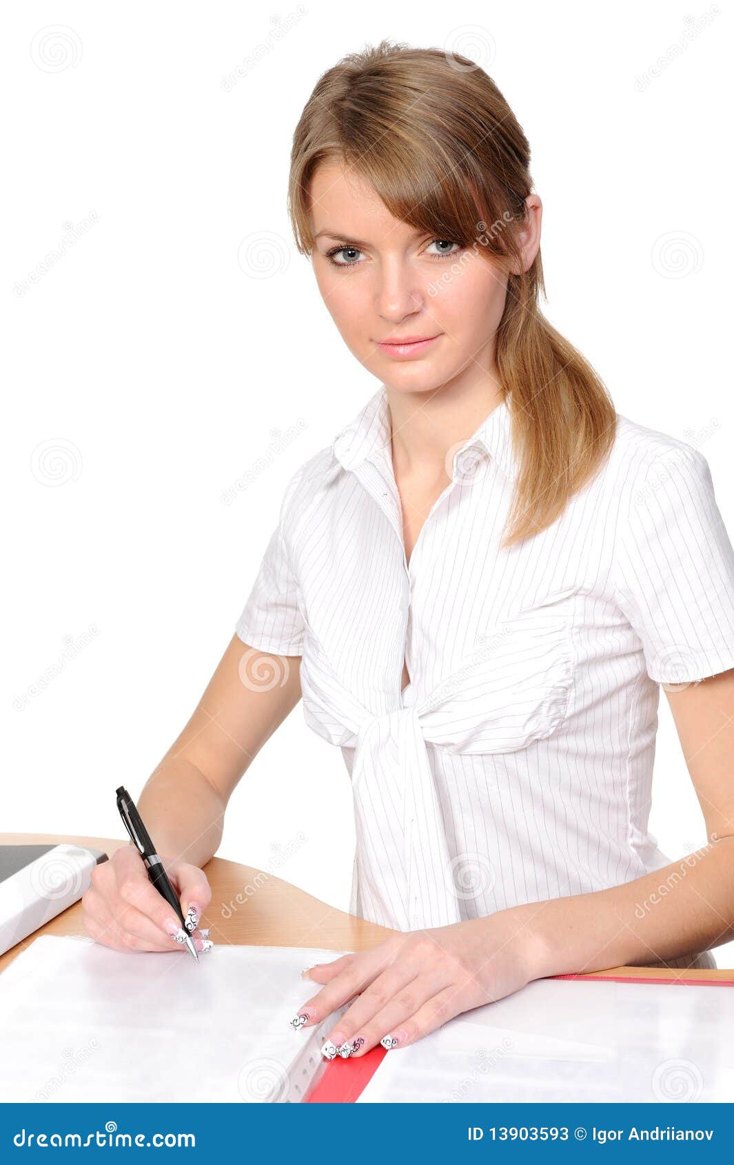 Portrait of the Business Woman Behind a Table Stock Image - Image of ...
