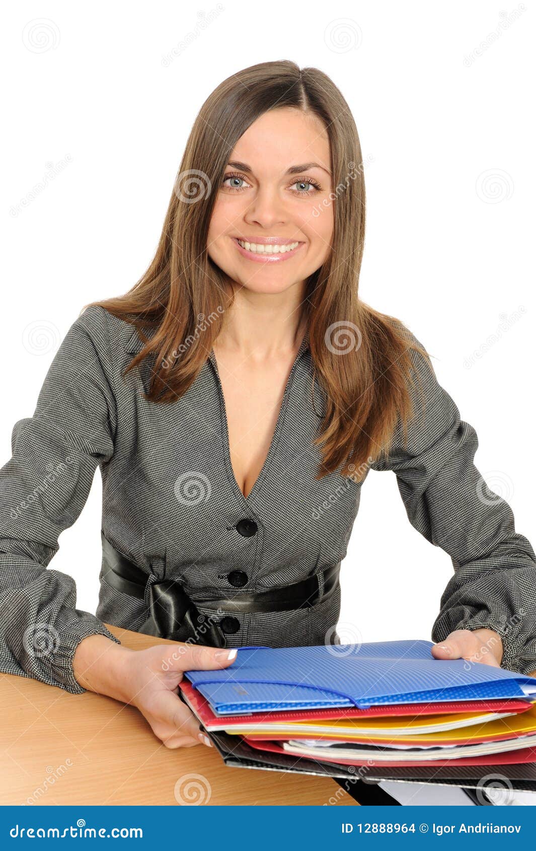 Portrait of Business Woman with a Folder Stock Photo - Image of folder ...
