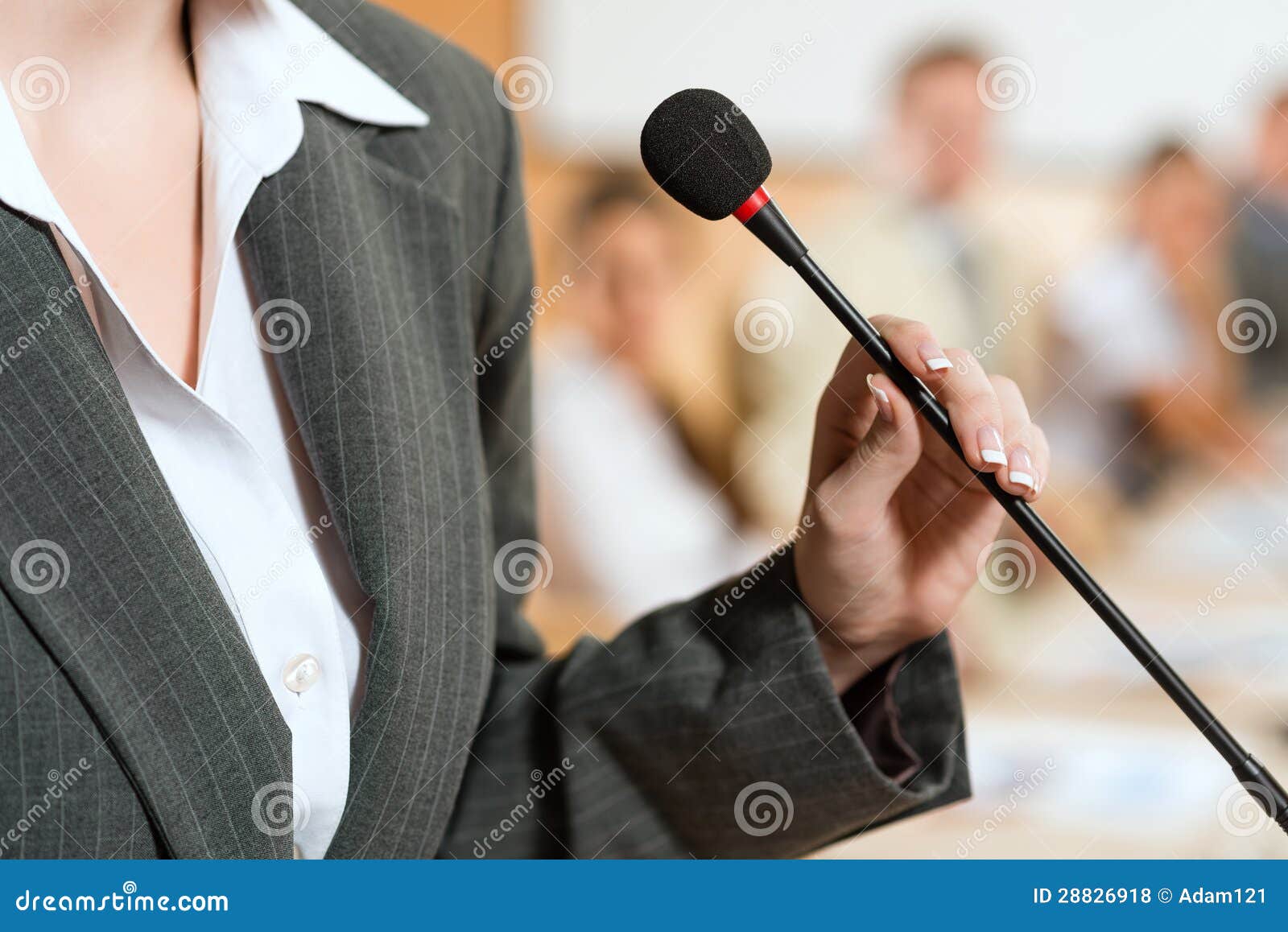 Portrait of a Business Woman with Microphone Stock Photo - Image of ...