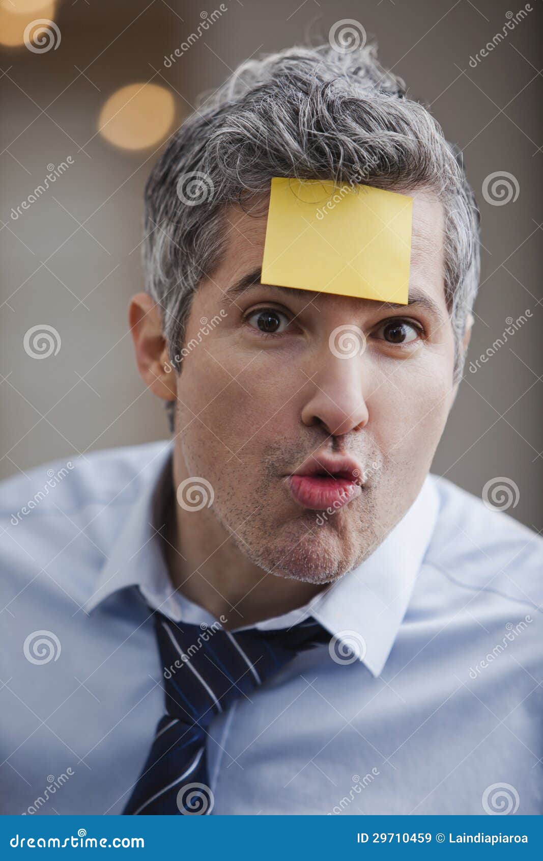 Portrait of a Businessman with Adhesive Note on Forehead Stock Image ...