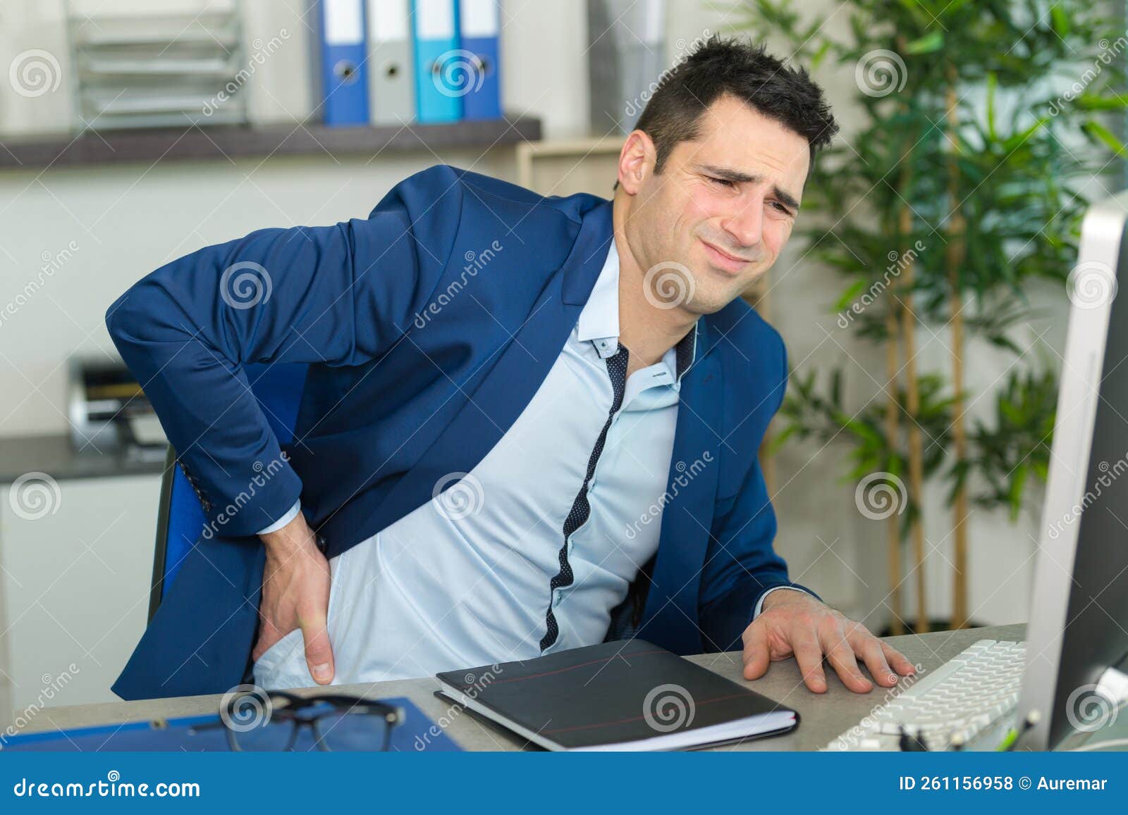 Portrait Businessman with Back Pain Stock Photo - Image of tension ...