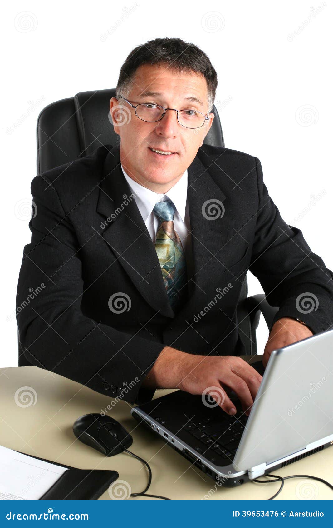 Portrait of Businessman with Computer Stock Photo - Image of control ...