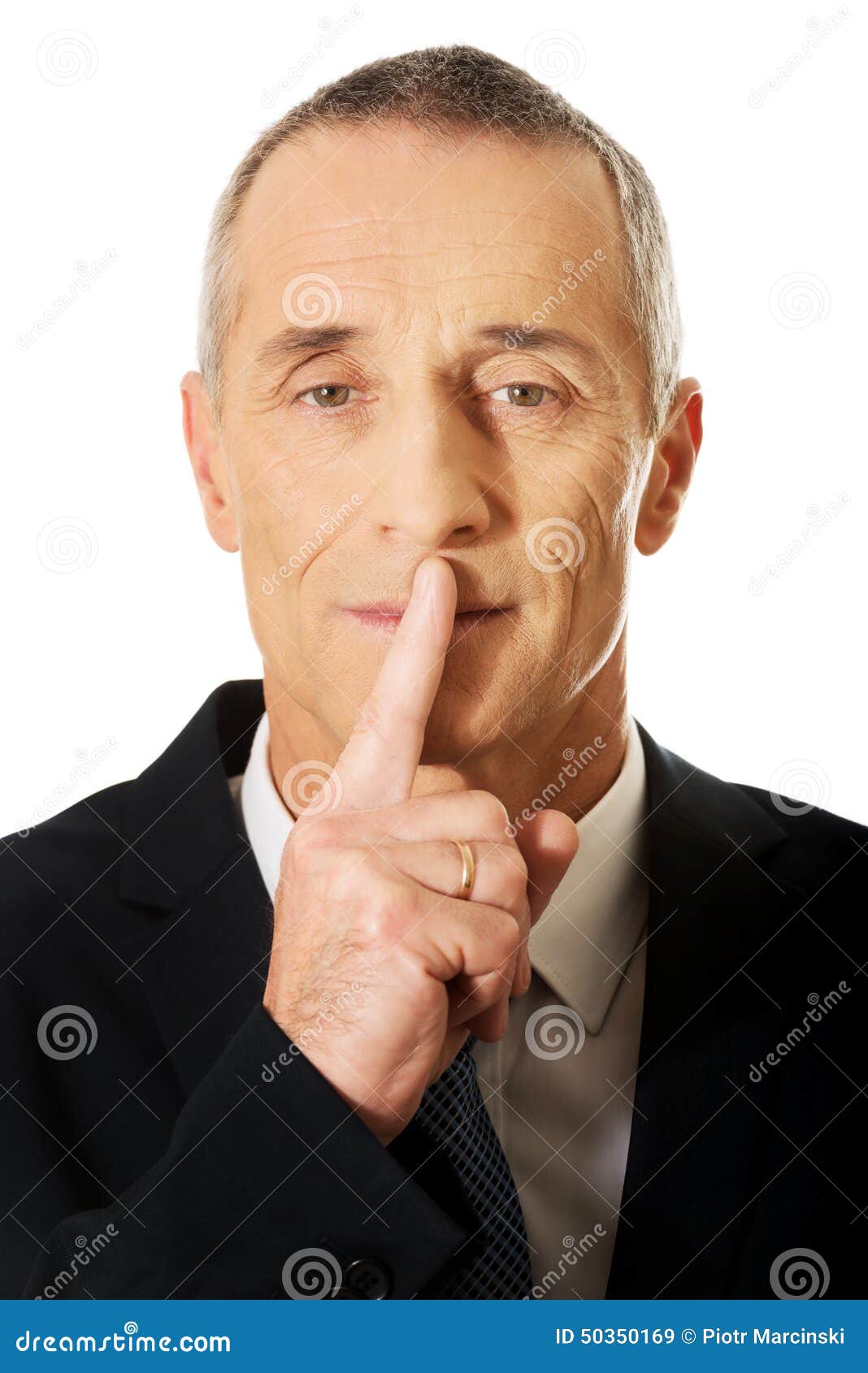 Portrait of Businessman Gesturing Silent Sign Stock Image - Image of ...