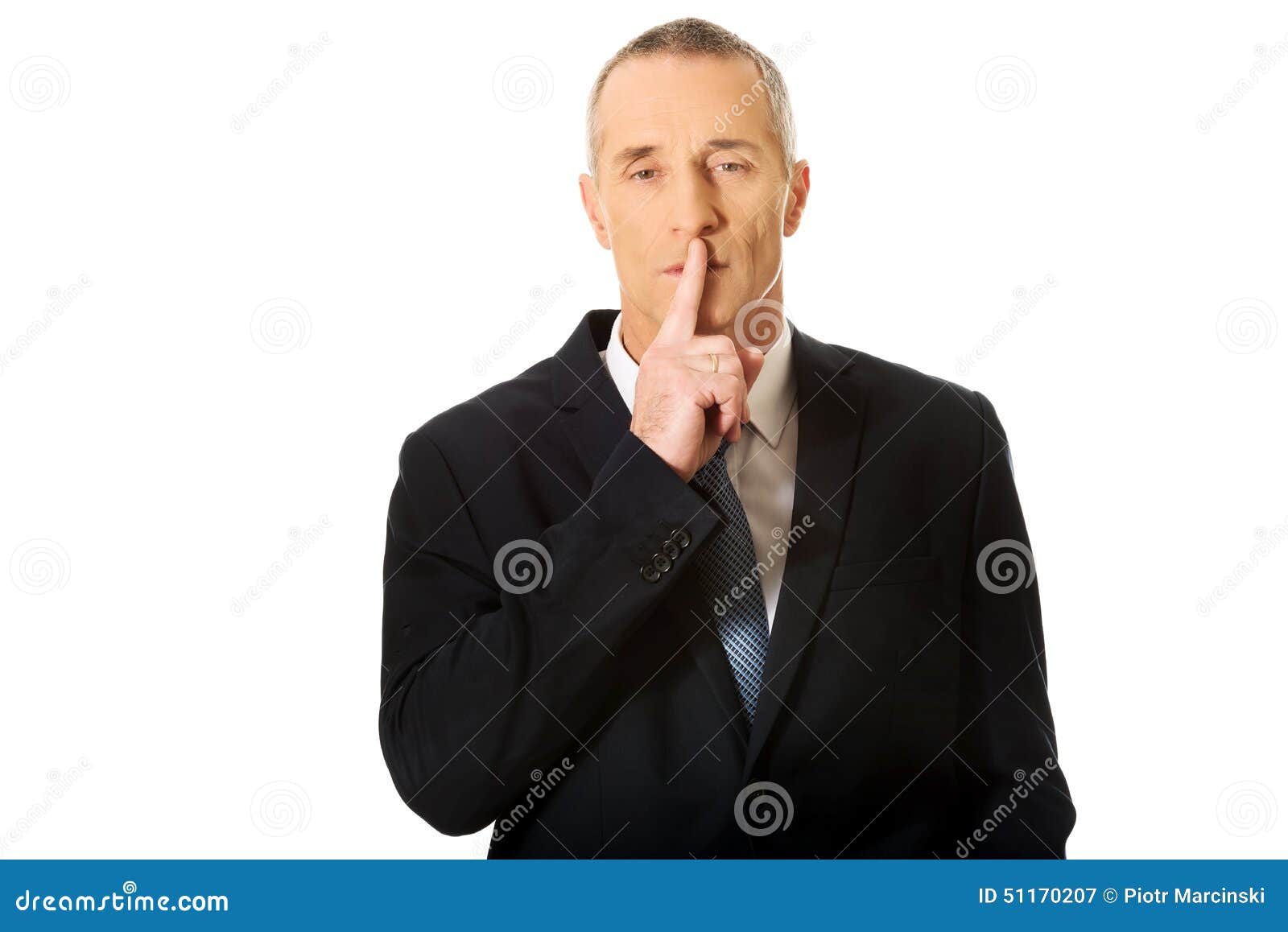 Portrait of Businessman Gesturing Silent Sign Stock Image - Image of ...