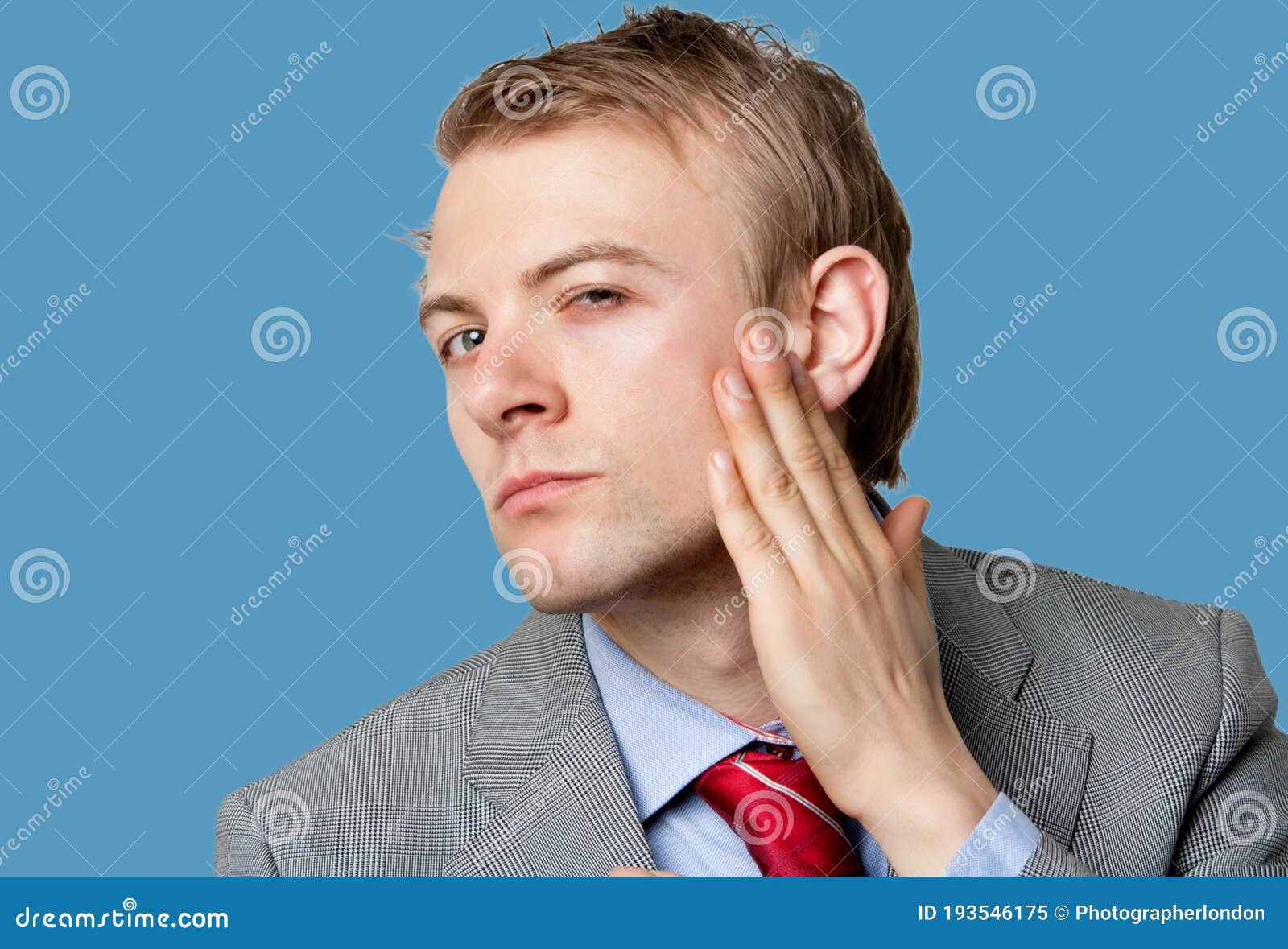 Portrait of Businessman with Hand on Cheek Stock Image - Image of ...