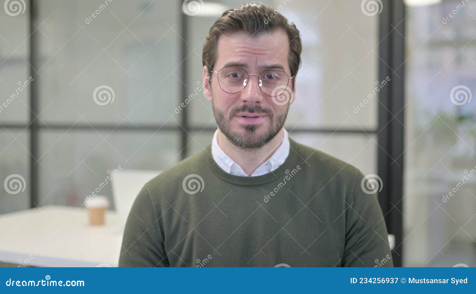 Portrait of Young Businessman Looking at the Camera, Sad Expression ...
