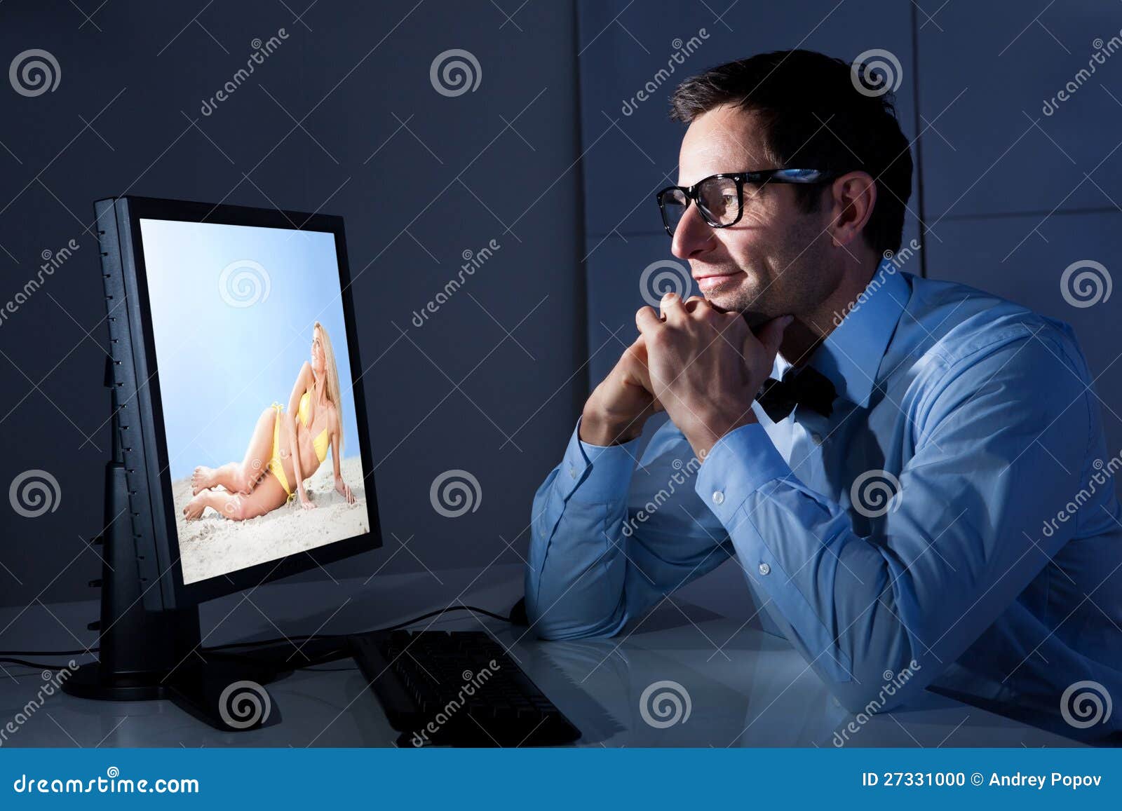 Portrait of Businessman Looking at Computer Stock Photo - Image of ...