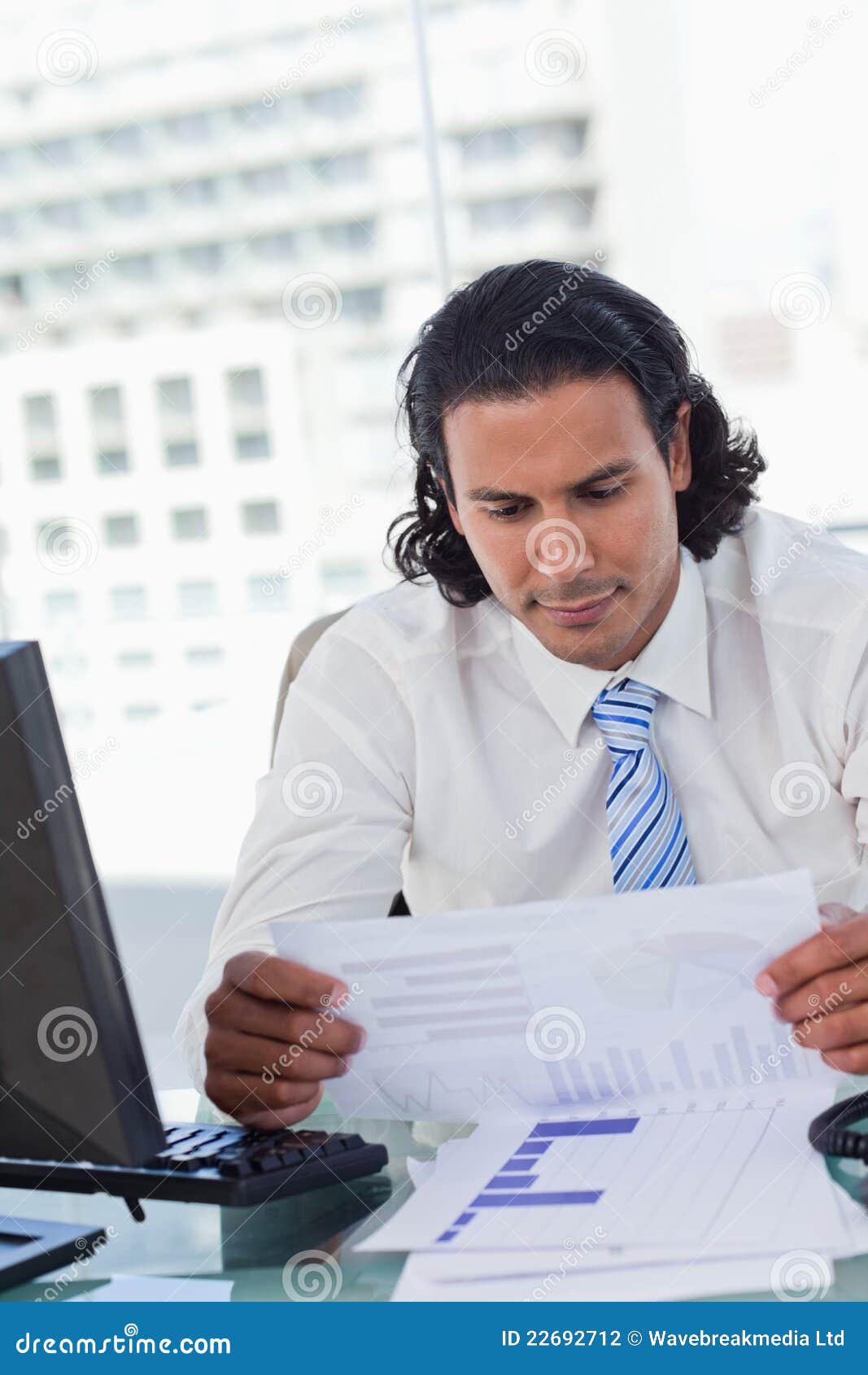 Portrait of a Businessman Looking at Statistics Stock Photo - Image of ...