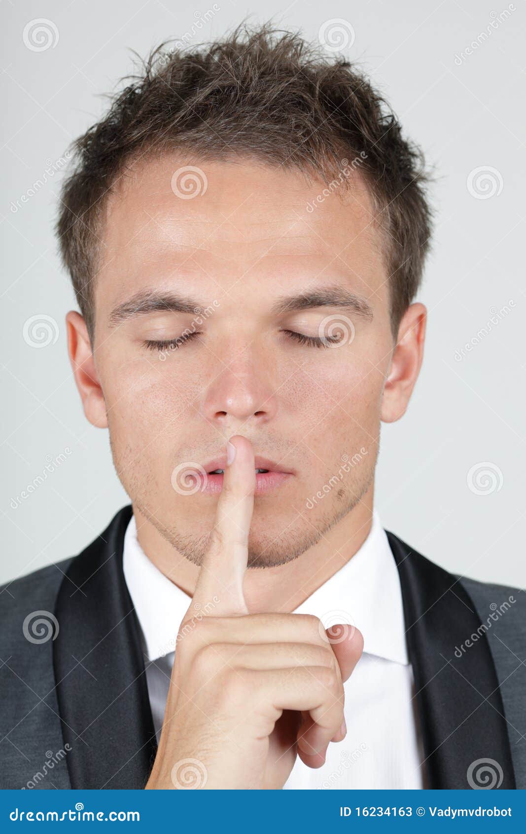 Portrait of Businessman Showing Silence Gesture Stock Image - Image of ...