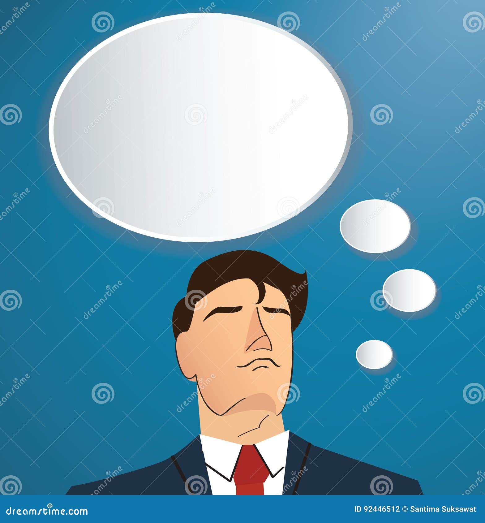 Portrait of Businessman Thinking with Cloud Chat Box Background Stock ...